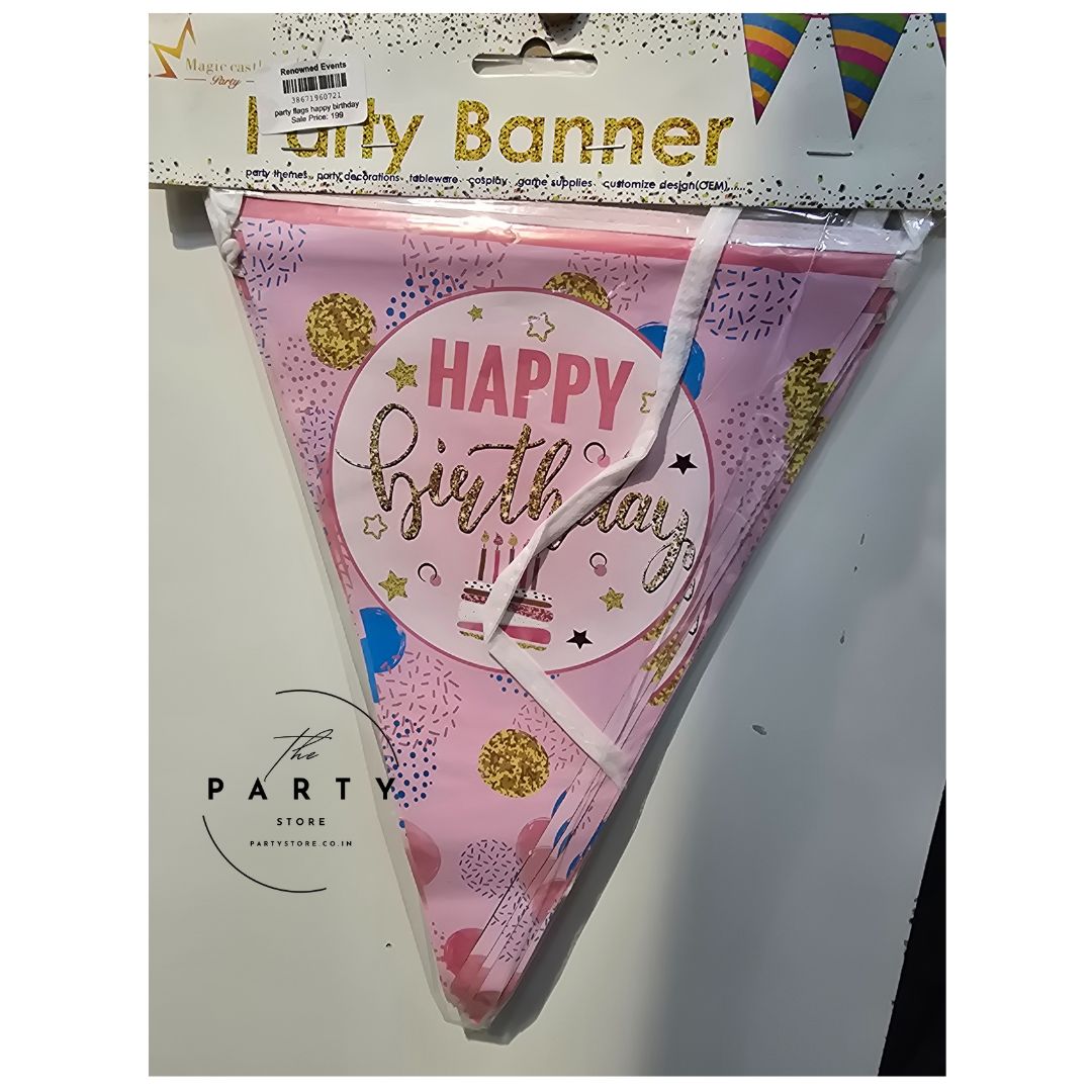 Happy birthday party flags banner for kids Birthday – The Party Store